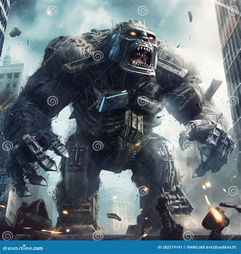 Digital Illustration Of King Kong Robot Stock Illustration