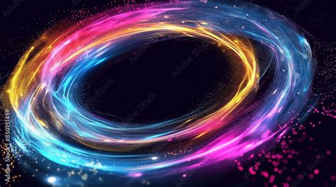 Bright Colored Abstract Ring Particle Effect Swirling Particles Visual