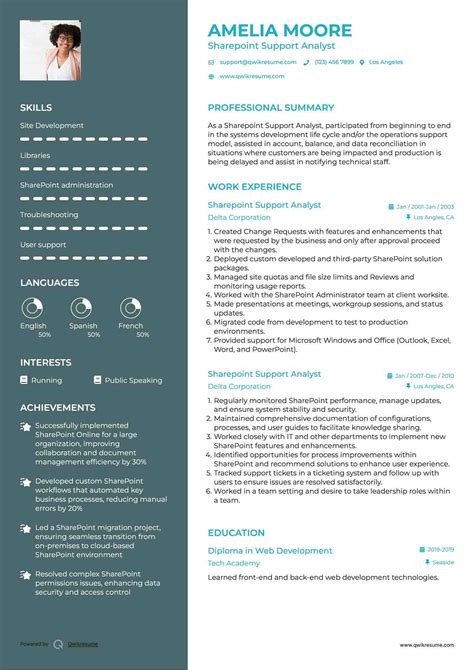 10 Sharepoint Support Analyst Resume Samples And Templates For 2025