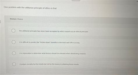 solved one problem with the utilitarian principle of ethics