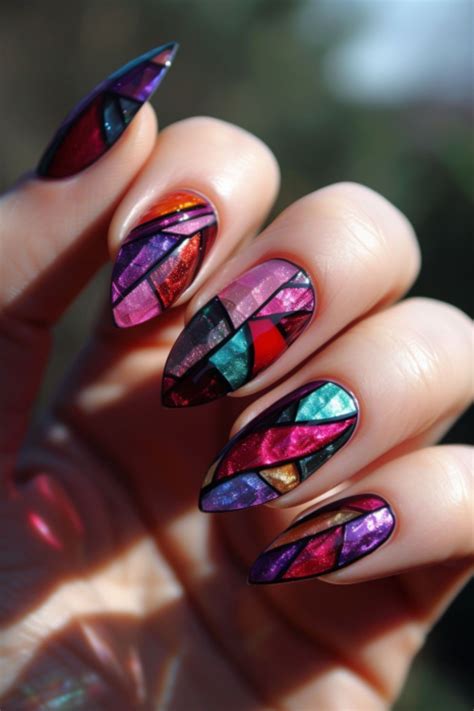 Stained Glass Inspiration Nail Designs For A Purple Dress Stained