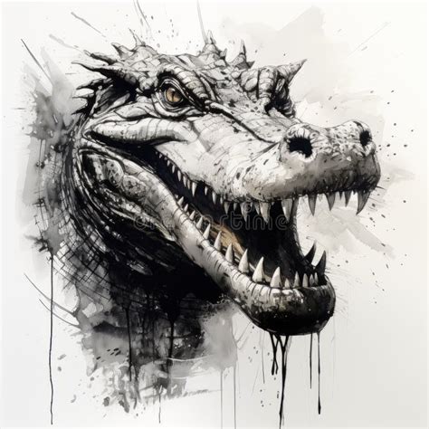 Dynamic Alligator Sketch In Florian Nicolle Style Stock Illustration