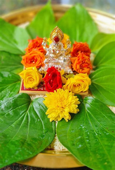 Pin By Sravya Gowda On Laxshmi Devi Decor Free Hand Rangoli Design Silver Pooja Items Brass