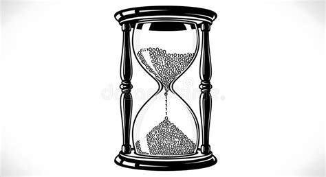 A Black And White Illustration Of An Hourglass Filled With Binary Code