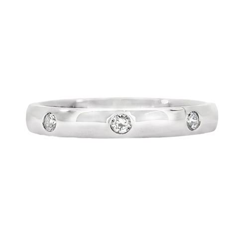 9ct White Gold Hammer Set Lab Grown Diamond Ring 015ct Tdw Duffs