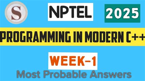 Programming In Modern C Nptel Week 1 Assignment Answers 2025