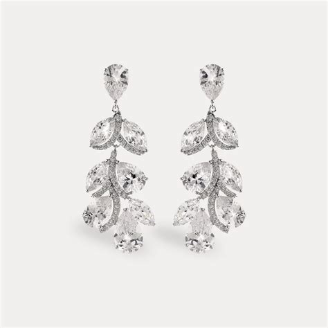 Fantasy Floral Palace Silver Tone Cubic Zirconia Earrings Apples