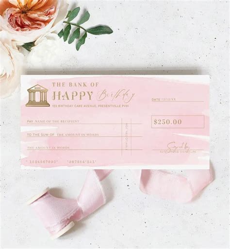 Birthday Cheque Template Fake Bank Cheque Gift Voucher Etsy Australia