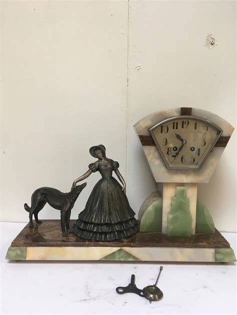 Koop Tweedehands Design Antieke Art Deco Klok Marmer Eenvoudig Op