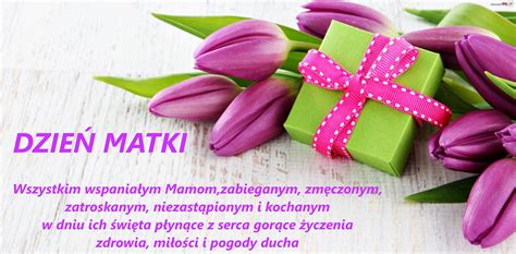 Fioletowe tulipany z życzeniami na dzień matki Życzenia na GifyAgusi pl