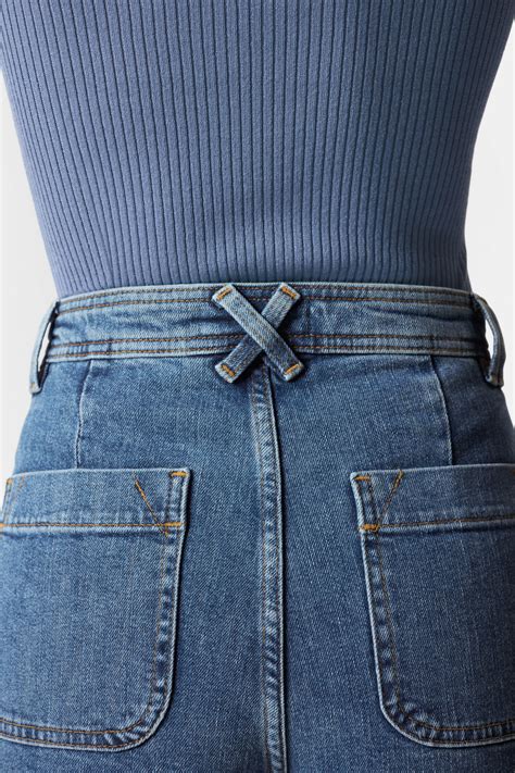 Дънки с висока талия и разкроени крачоли Средно синьо ЖЕНИ Handm Bg