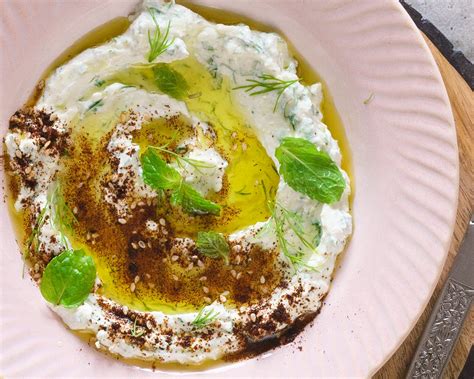 Garlic Labneh Lebanese Yogurt Dip With Garlic And Herbs