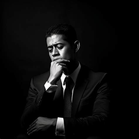 Premium Photo A Man In A Suit With His Hand On His Chin