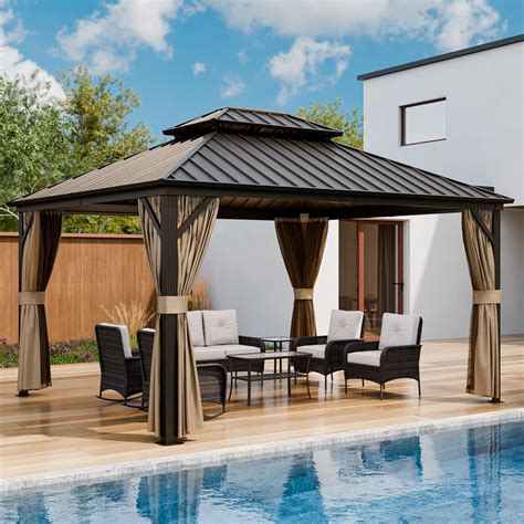 Eagle Peak 12x14 Hardtop Gazebo Galvanized Steel Double
