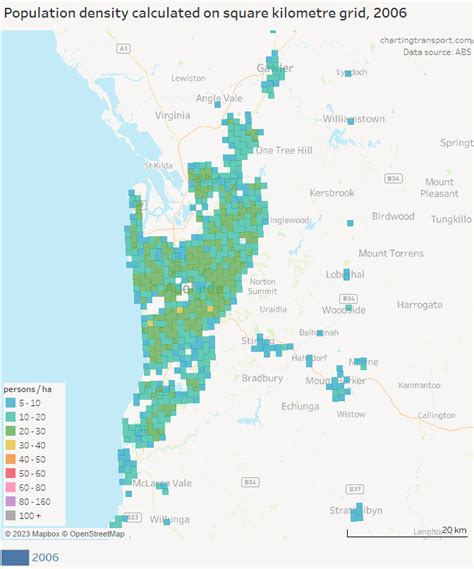 Adelaide Sq Km Density Charting Transport