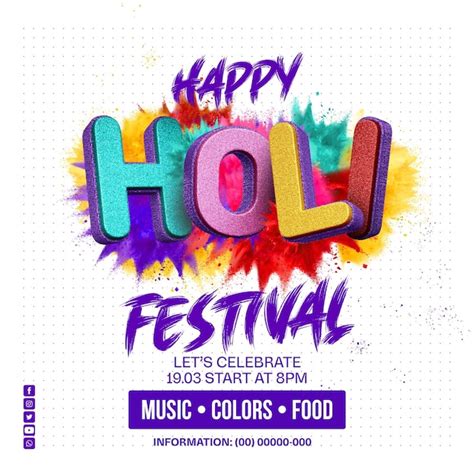 Plantilla De Redes Sociales Feed Happy Holi Festival Archivo Psd Premium