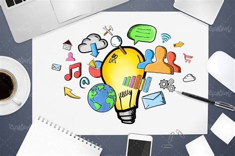 لامپ صد لپ تاپ مانیتور موبایل کیبورد دفتر میز کار ایران طرح