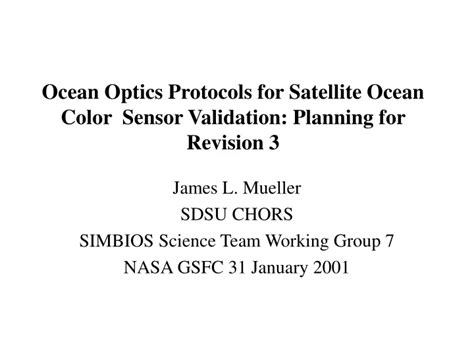 Ppt Ocean Optics Protocols For Satellite Ocean Color Sensor Validation Planning For Revision