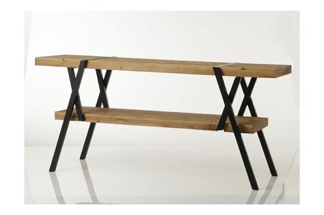 Console en bois 2 niveaux pieds métal Hellin