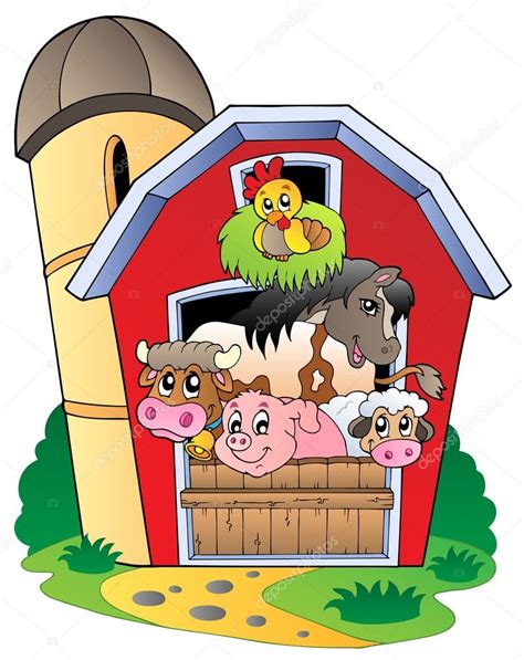 Barn With Various Farm Animals — Stock Vector © Clairev 5755385