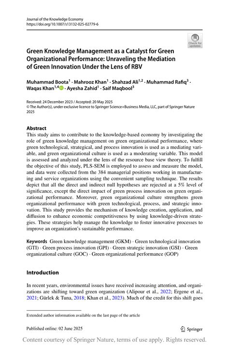 Green Knowledge Management As A Catalyst For Green Organizational