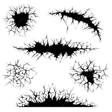 균열 갈라진 땅과 벽 무료 벡터