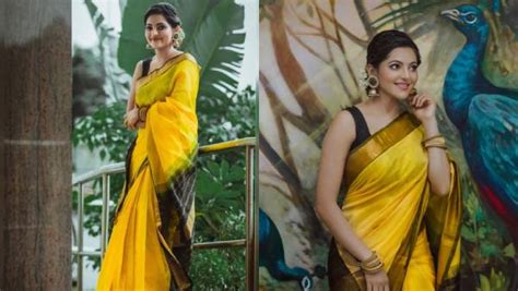 மஞ்சள் புடவையில் மகாலட்சுமி போல ஜொலிக்கும் அதுல்யா ரவி Athula Ravi