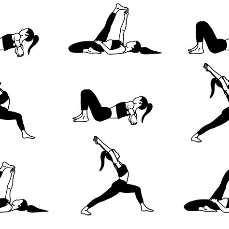 Yoga Poses Seamless Pattern Wallpaper Black And White Female Woman