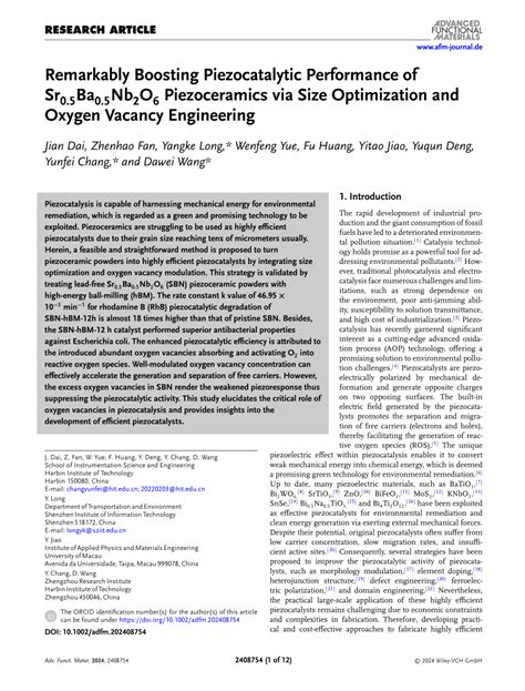 Remarkably Boosting Piezocatalytic Performance Of Sr0 5ba0 5nb2o6