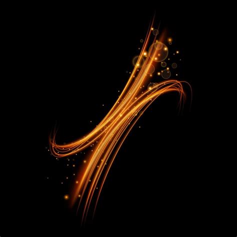 Efecto de luz de línea fantástica efectos de iluminación luz de línea dorada Vector Premium