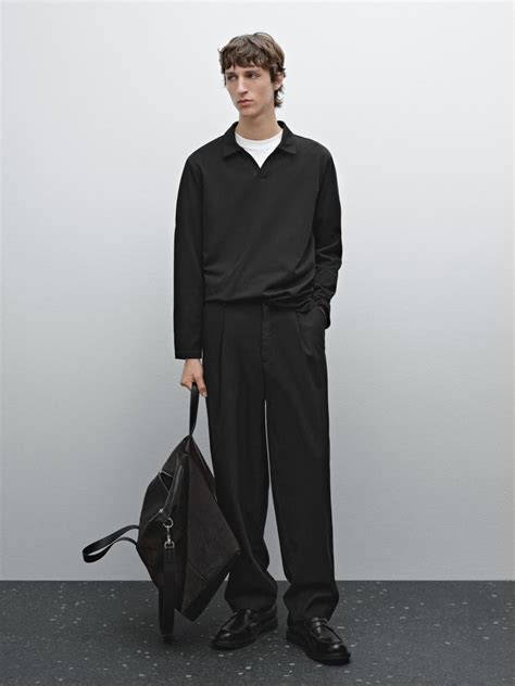 Cotton Polo Collar V Neck Sweater · Black Brown · Polo Shirts And T
