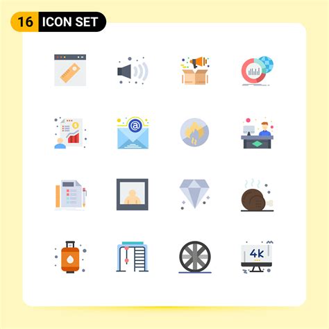 Flat Color Pack Of 16 Universal Symbols Of Chart World Management Data Big Editable Pack Of