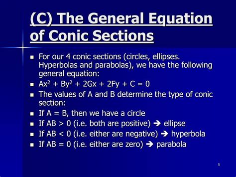 Ppt Lc024 The General Equation Of Conic Sections Powerpoint