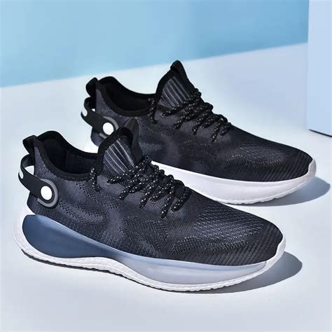 Mens Mesh Lace Up Sneakers Athletic Shoes Shock Absorbing And