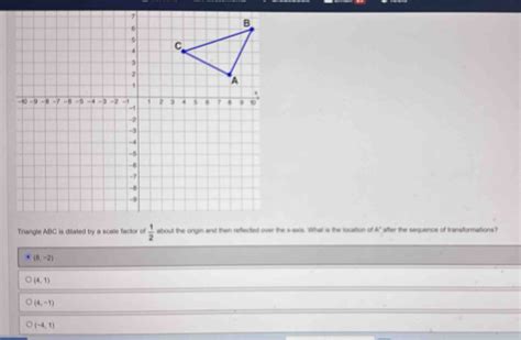 Solved Triangle Abc Is Dilated By A Scale Factor Of About The Origin And Then Reflected Ove