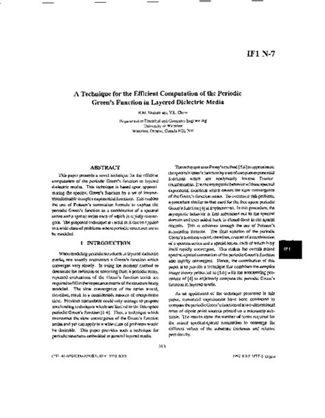 Pdf A Technique For The Efficient Computation Of The Periodic Greens Function In Layered
