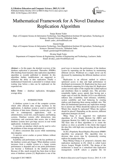 Pdf Mathematical Framework For A Novel Database Replication Algorithm