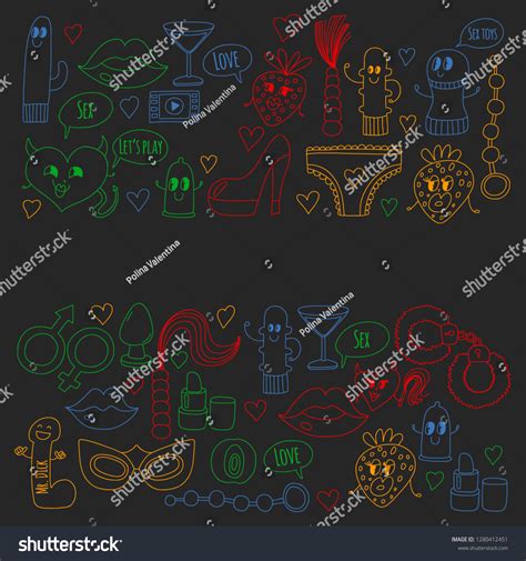 Funny Icons Sex Shop Cute Cartoon Stock Vector Royalty Free Shutterstock