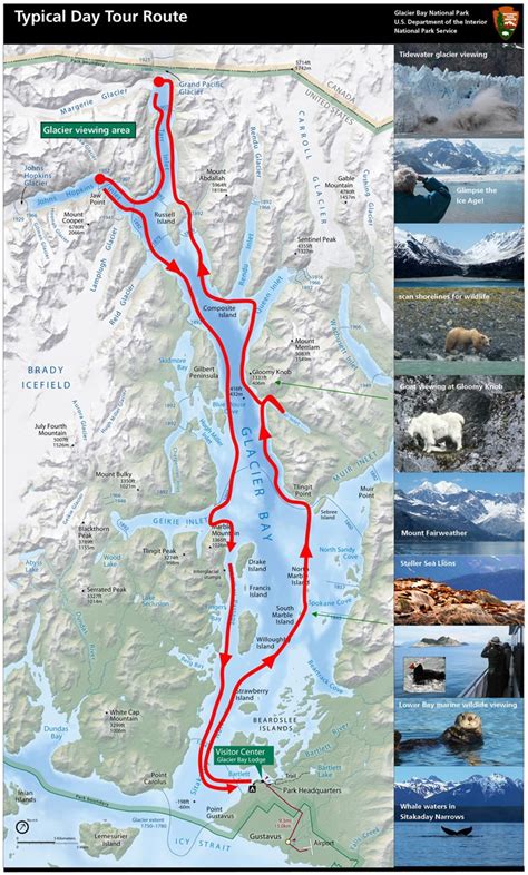 Example Route Of The Glacier Bay Day Tour Glacier Bay National Park