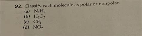 Solved 85 Classify Each Diatomic Molecule As Polar Or