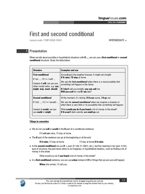 First And Second Conditional Teach Pdf