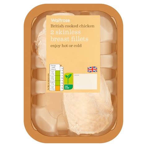 Waitrose British 2 Skinless Cooked Chicken Breast Fillets Ocado