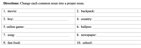 Directions Change Each Common Noun Into A StudyX