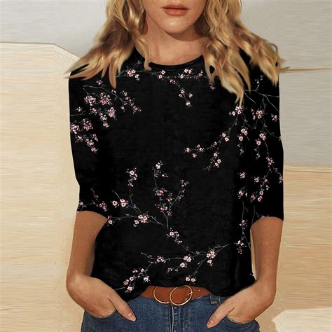 34 Sleeve Tops For Women Plus Size，womens Casual 34 Sleeve T Shirts