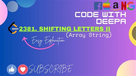 2381 Shifting Letters Ii C Leetcode Easy Explanation Code With Deepa Youtube