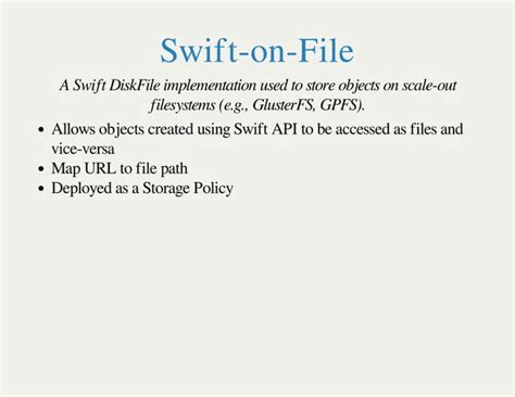 Deploying Swift On A Scale Out File System Ppt