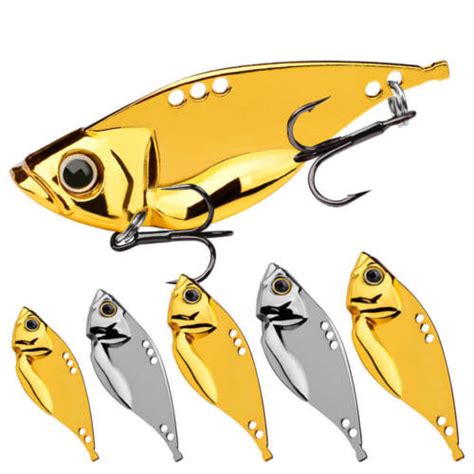 New 5pcs Metal Blade Fishing Lure Hard Vib Crankbait Sinking Hook