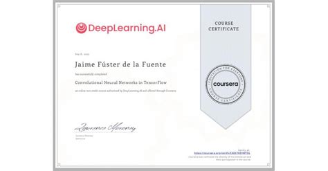 Completion Certificate For Convolutional Neural Networks In Tensorflow