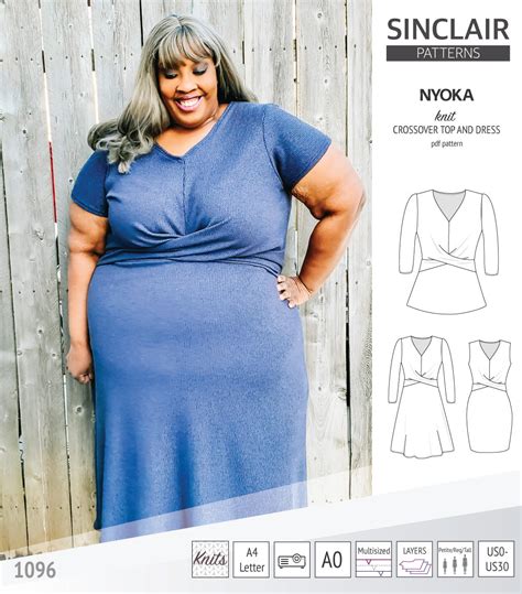 Nyoka Knit Crossover Dress Pdf Sewing Pattern Sinclair Patterns
