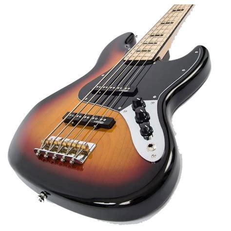 Vintage Vj75 Reissued 5 String Bass Sunset Sunburst At Gear4music